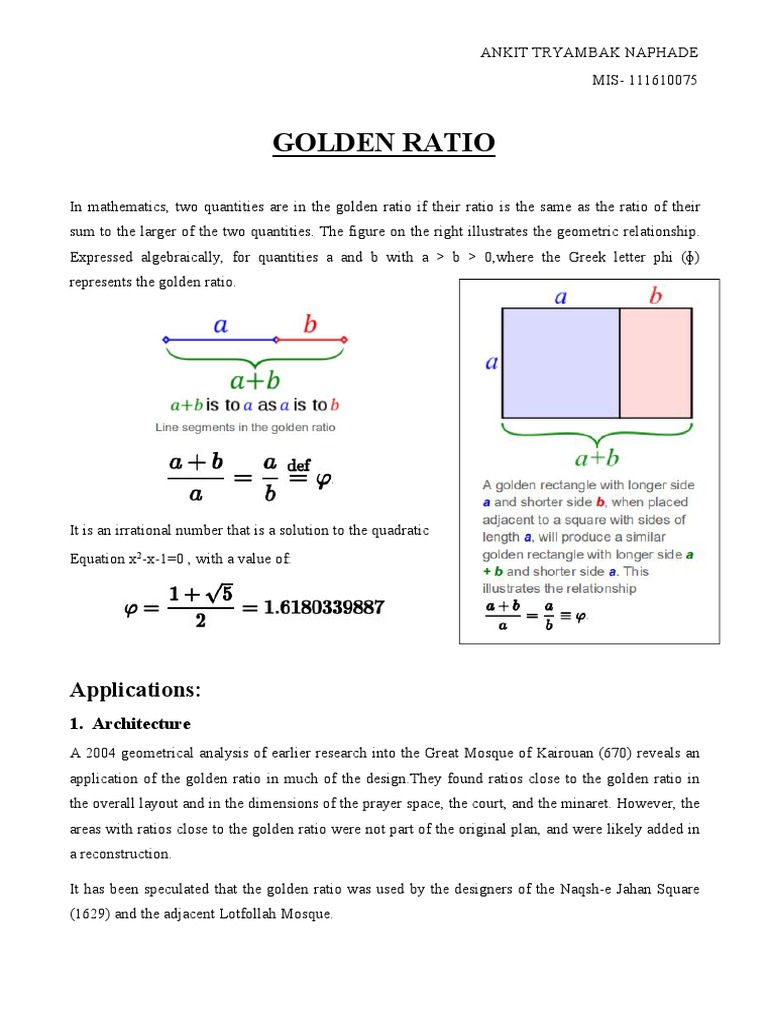 Golden Ratio Assignment | PDF | Geometry | Teaching Mathematics