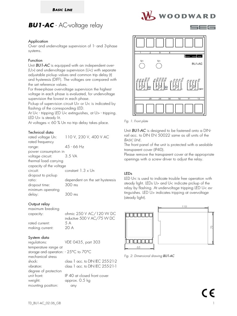 BU1-AC - AC-voltage Relay: Fig. 1: Front Plate | PDF | Alternating ...