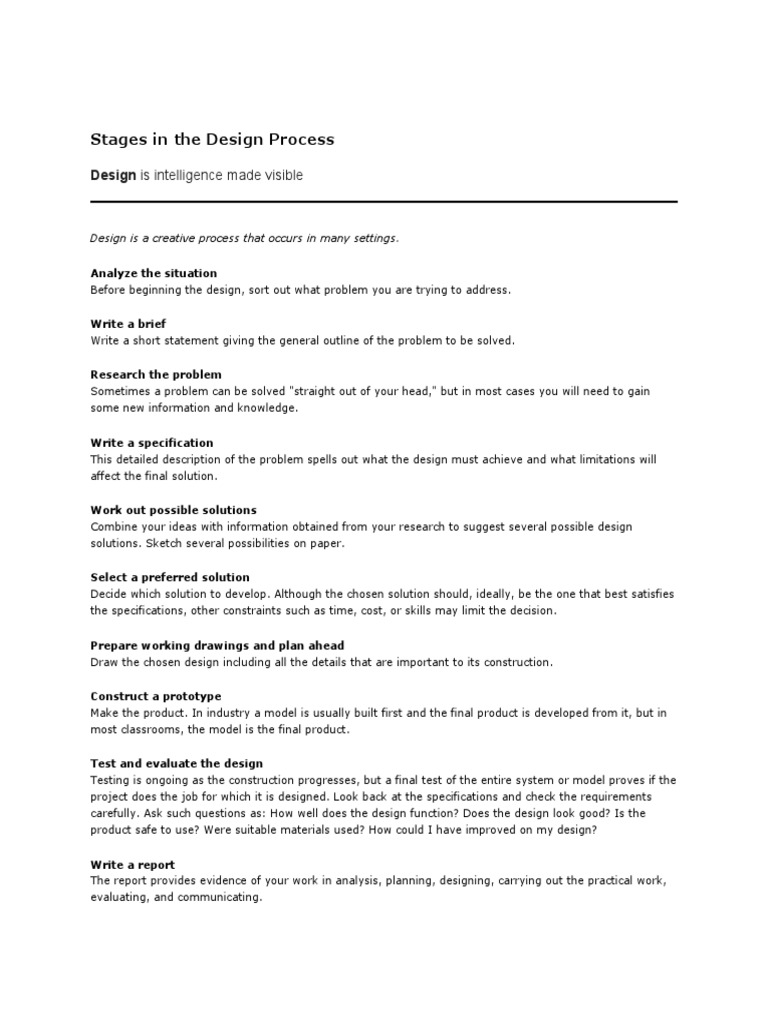 Stages in The Design Process | PDF | Career & Growth | Business