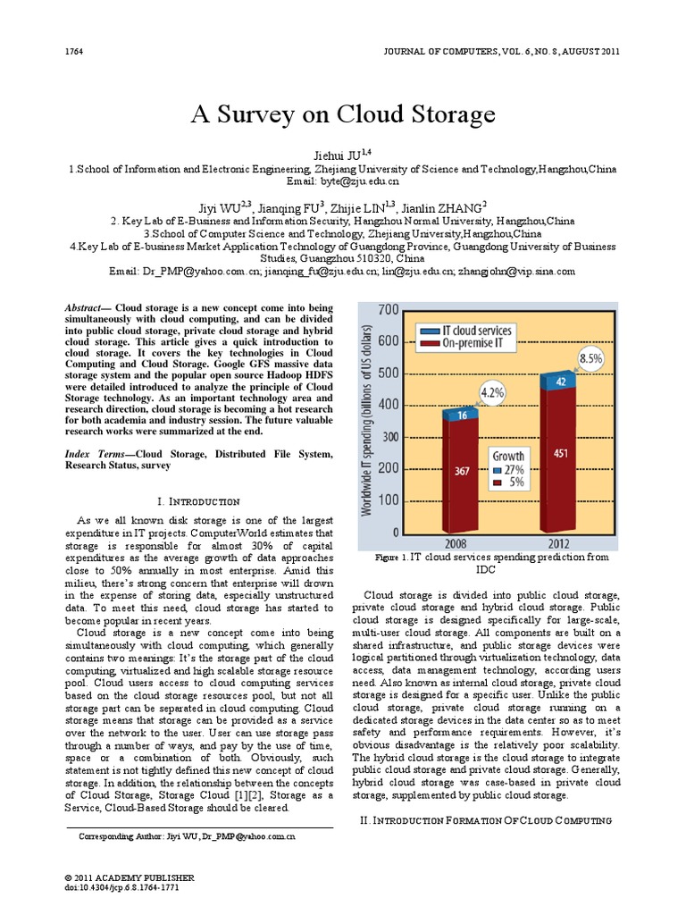 A Survey On Cloud Storage | PDF | Apache Hadoop | Cloud Computing