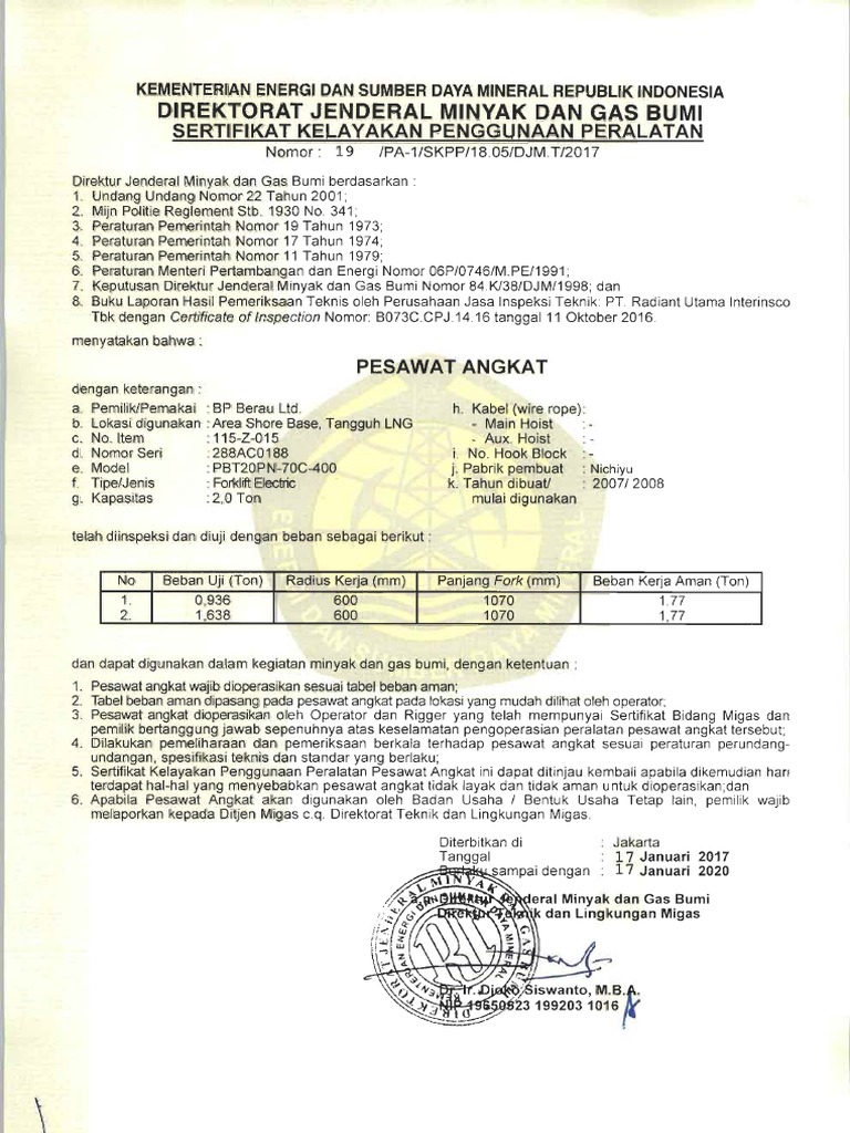 115-Z-015 Forklift SKPP Exp 17 Jan 2020 - 19 | PDF