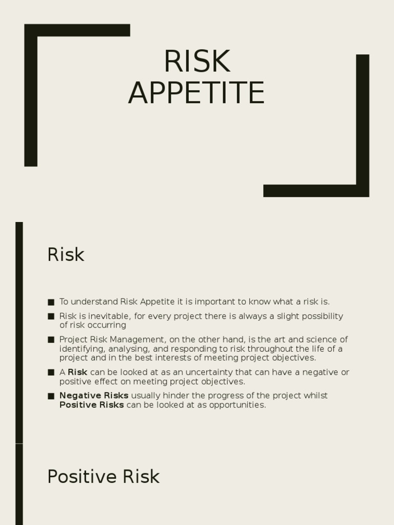 Risk Appetite Presentation | PDF | Risk | Risk Management