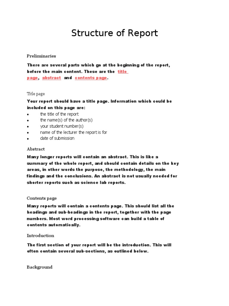 Structure of Report | Download Free PDF | Survey Methodology | Experiment