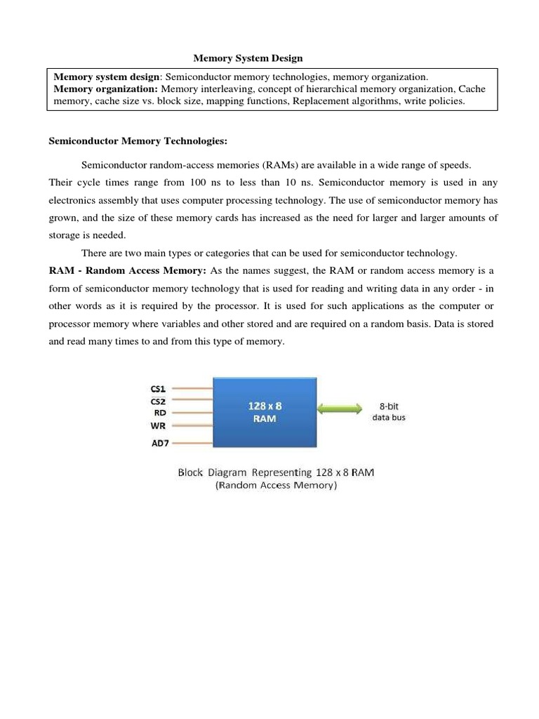 Memory System Design PDF | PDF | Computer Data Storage | Computer Memory