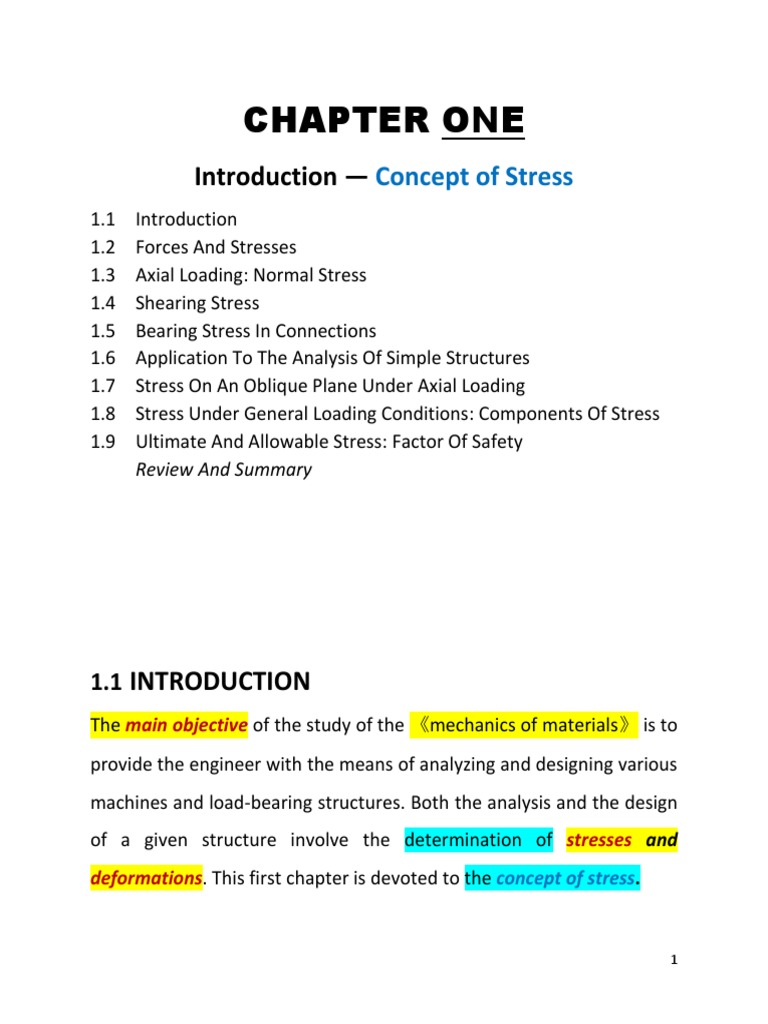 Chapter 1 PDF | Download Free PDF | Stress (Mechanics) | Pascal (Unit)