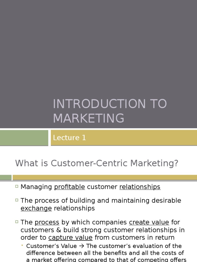 Intro To Marketing | PDF | Value (Economics) | Customer