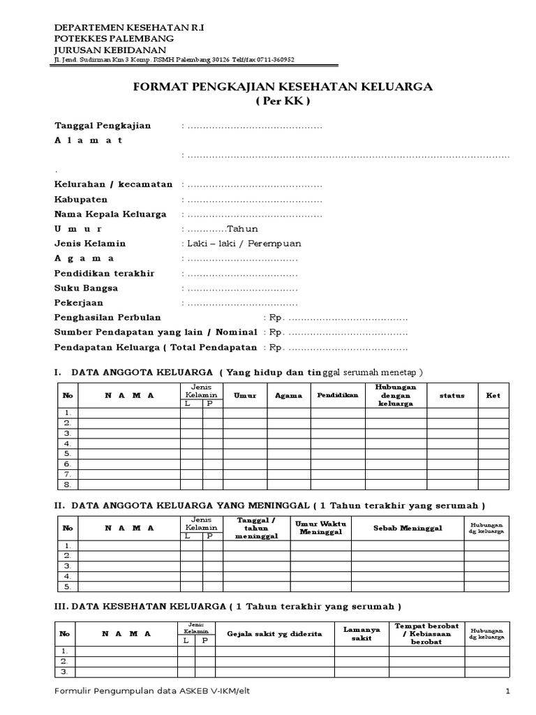 Formulir Pengumpulan Data | PDF