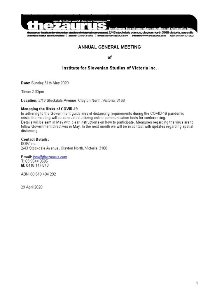 ISSV AGM 31 May 2020 | PDF