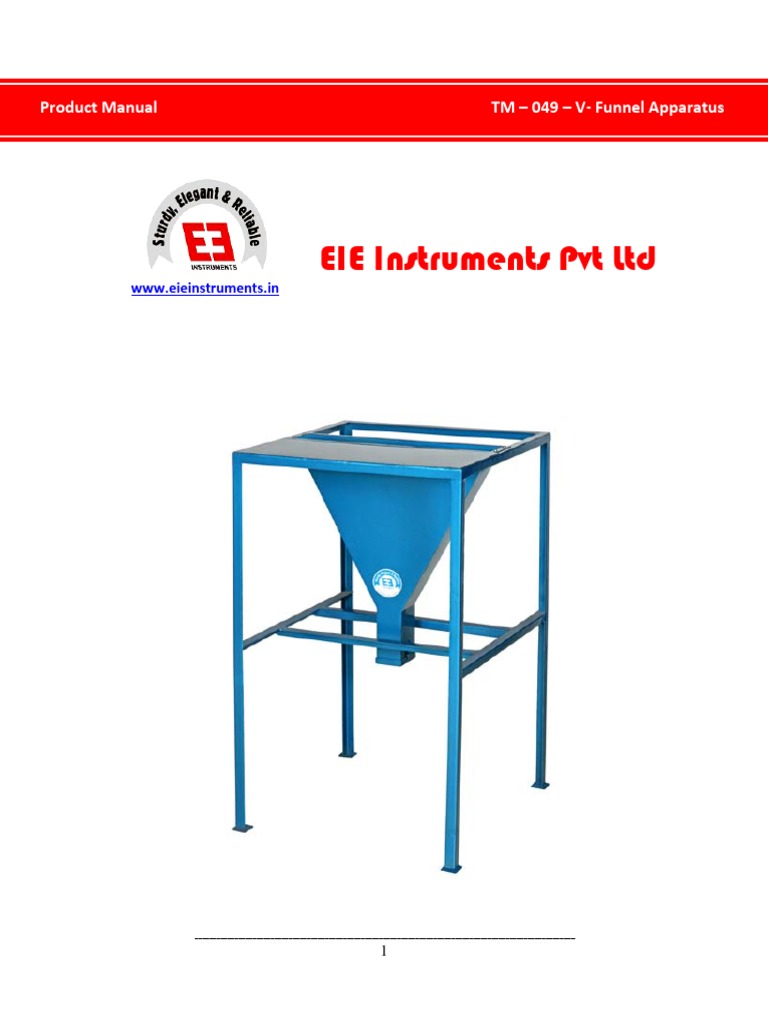 EIE Instruments PVT LTD: Product Manual TM - 049 - V-Funnel Apparatus ...