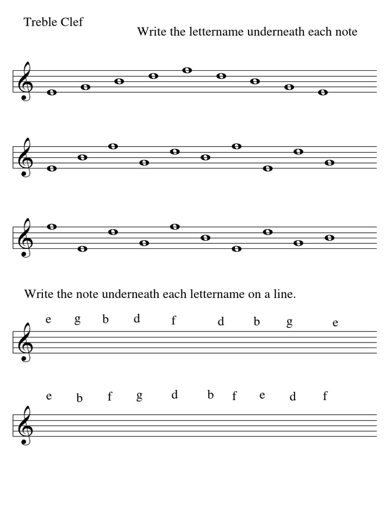 Treble Clef Note Identification: An Exercise in Matching Musical Notes ...