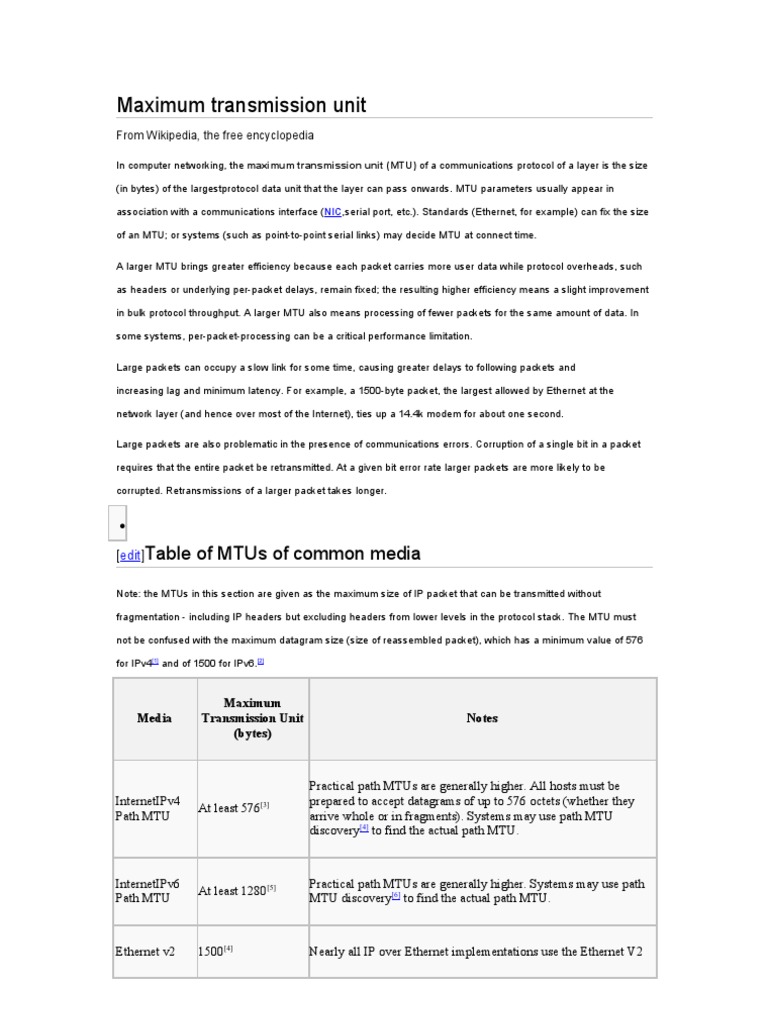Maximum Transmission Unit | PDF | Computer Standards | Computer Data