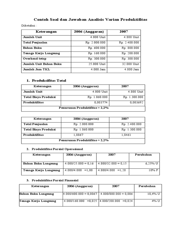 Contoh Perhitungan Varian | PDF