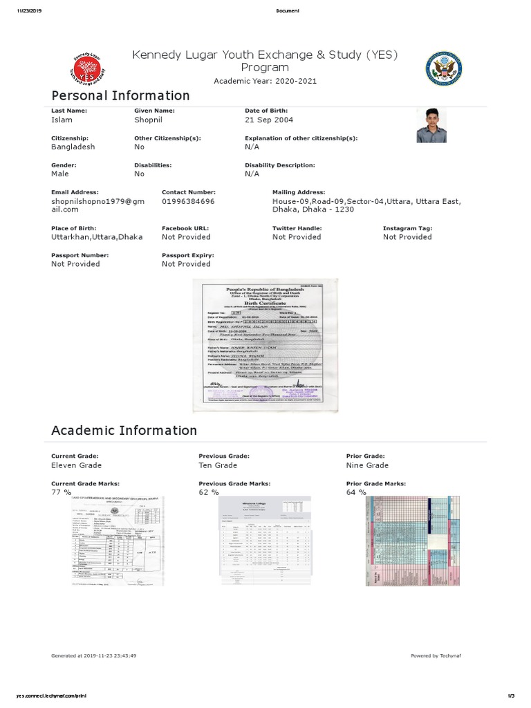 Kennedy Lugar YES Program Application | PDF | Travel Visa | The United ...