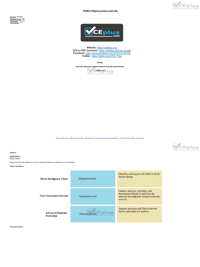 Palo-Alto-Networks Premium PCNSA - by - VCEplus 50q-DEMO PDF | PDF