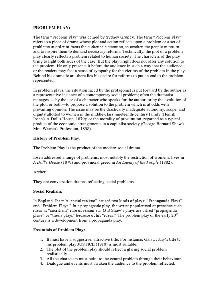 Problem Play | PDF | Henrik Ibsen