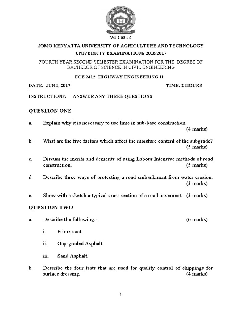 Ece 2412 Highway Engineering Ii | PDF | Road | Road Surface