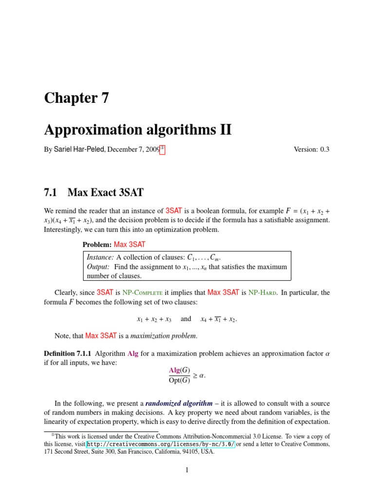 Approximation Algorithms II Max 3 SAT | PDF | Theoretical Computer ...