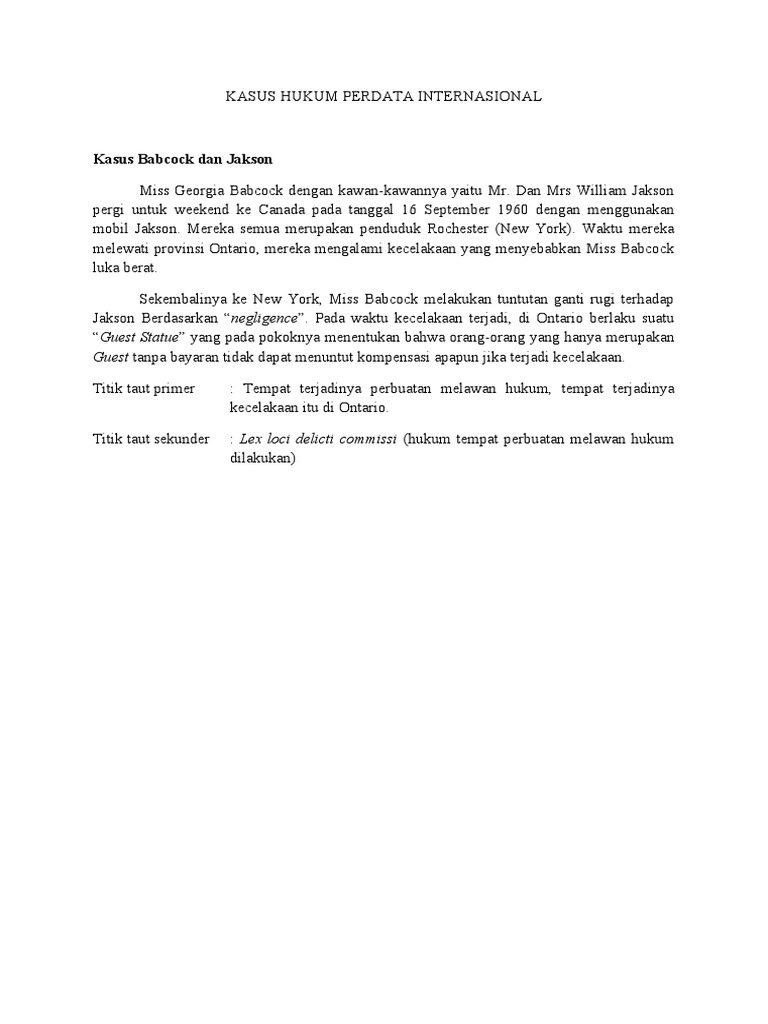 Kasus Hukum Perdata Internasional | PDF