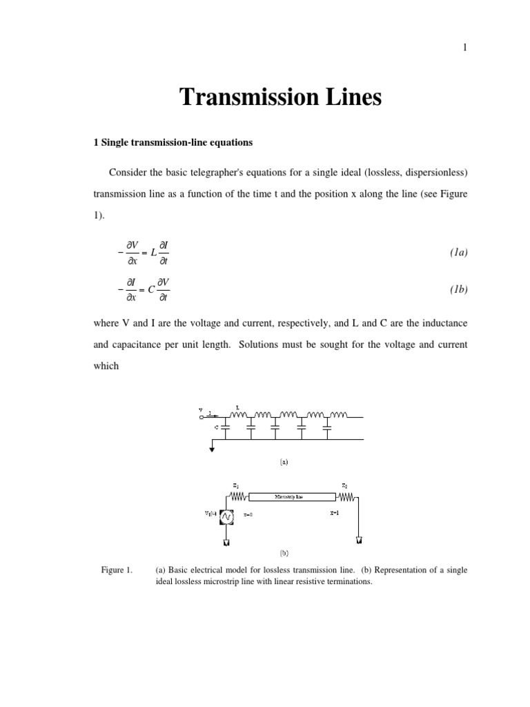 Transmission Lines: 1 Single Transmission-Line Equations | PDF ...