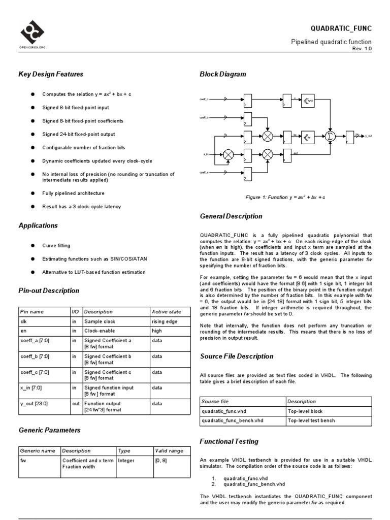 Quadratic Func | PDF | Vhdl | Areas Of Computer Science