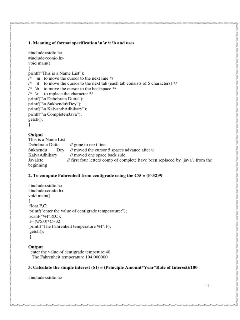 Meaning of Format Specification /N /R /T /B and Uses | PDF | Area ...