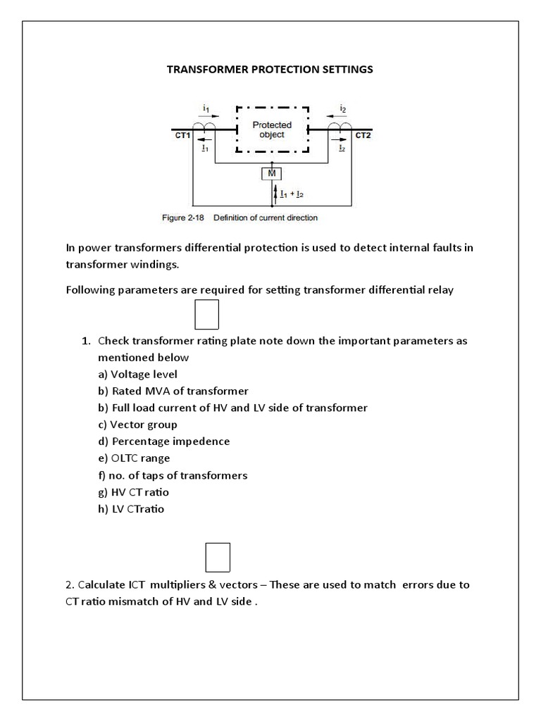 Transformer Protection Settings | PDF | Transformer | Power (Physics)