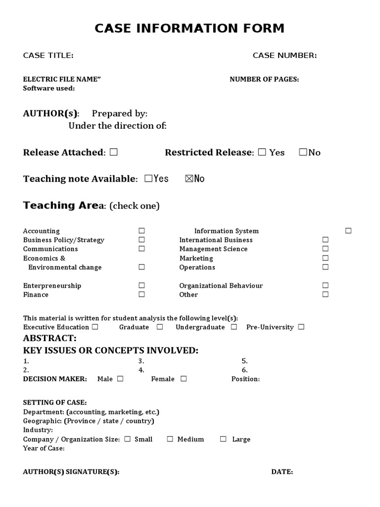 Case Information Form | PDF