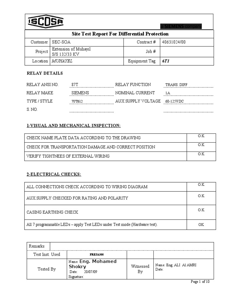 7UT612 Procedure | PDF | Relay | Transformer