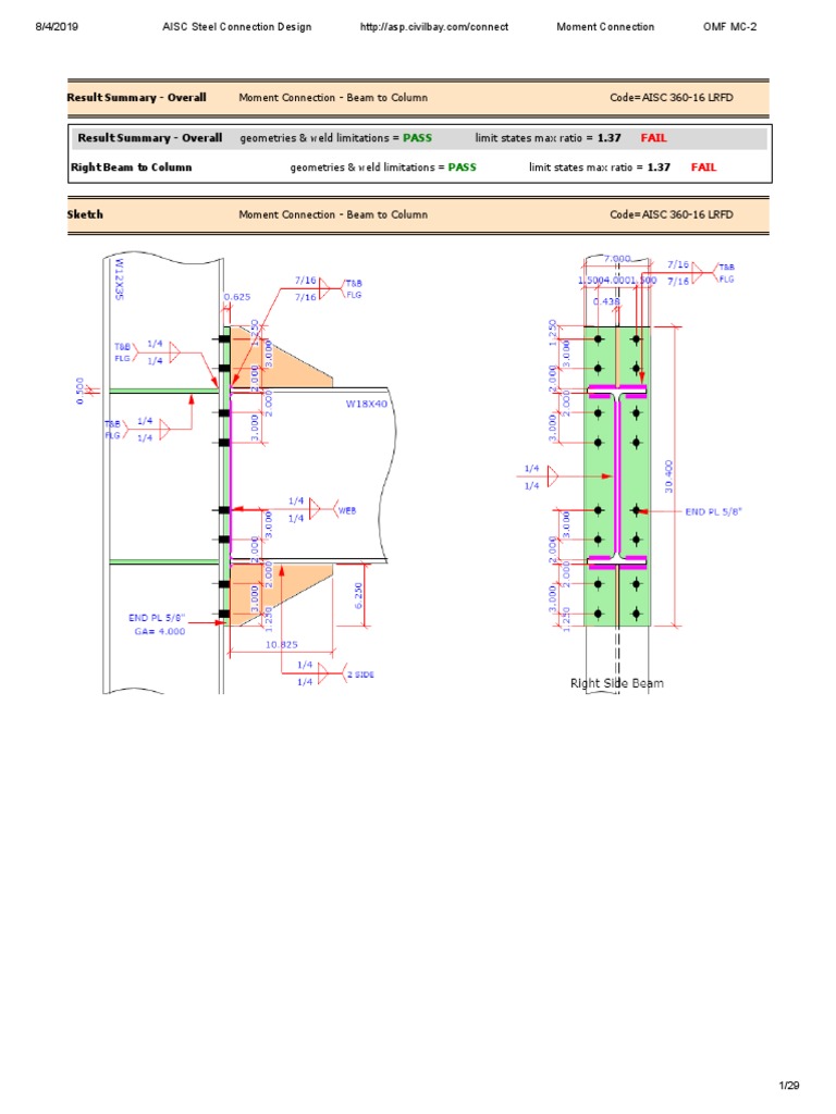 Result Summary - Overall: Moment Connection - Beam To Column Code AISC ...