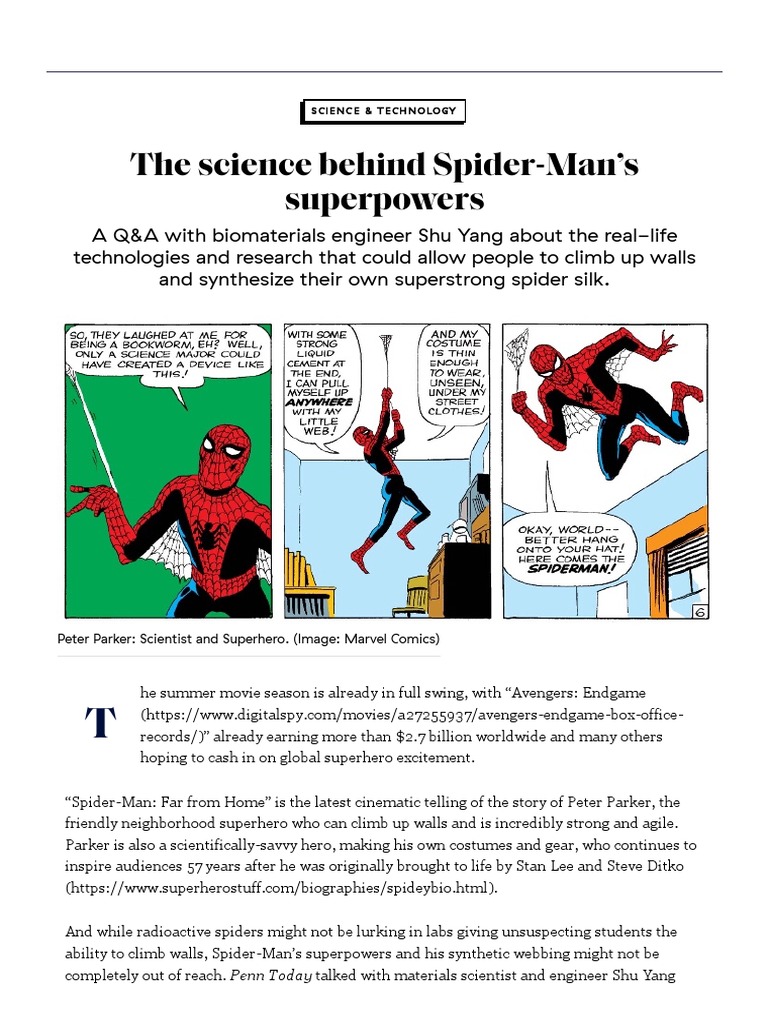 The Science Behind Spider-Man's Superpowers - Penn Today | PDF | Spider ...