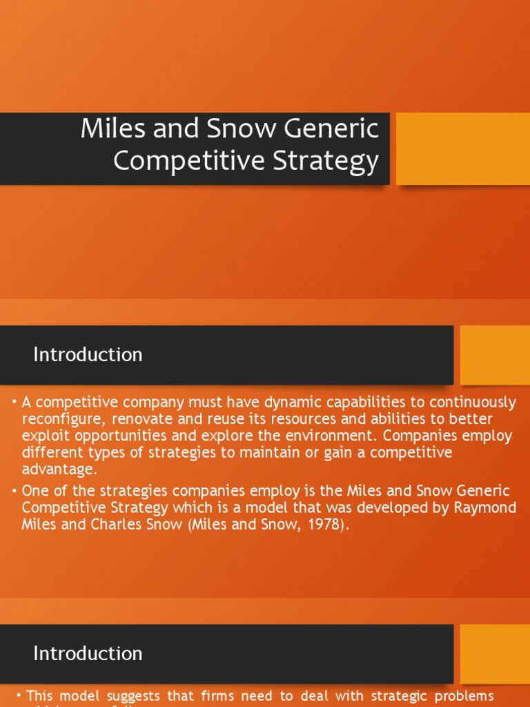 Miles and Snow's Generic Competitive Strategies: An Overview of ...