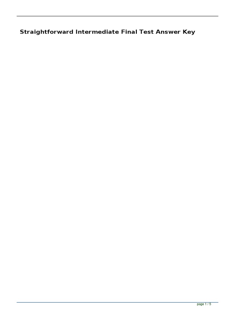 Straightforward Intermediate Final Test Answer Key PDF | PDF ...