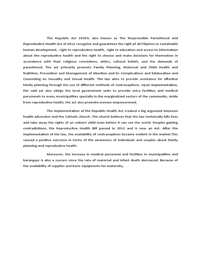 RH BILL Expository Essay | PDF