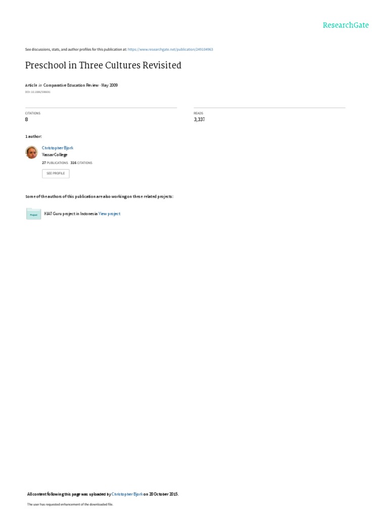 Preschool in Three Cultures Revisited PDF | PDF | Preschool | Teachers