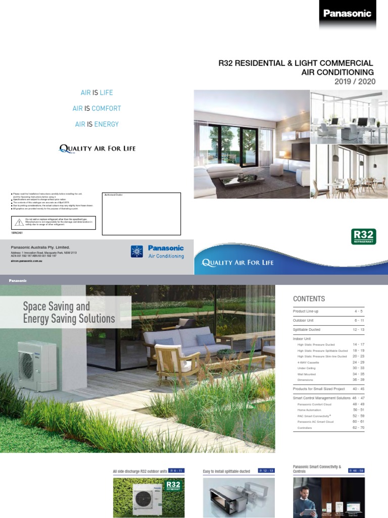 Panasonic Light Commercial Brochure R32 1119 PDF | PDF | Air ...