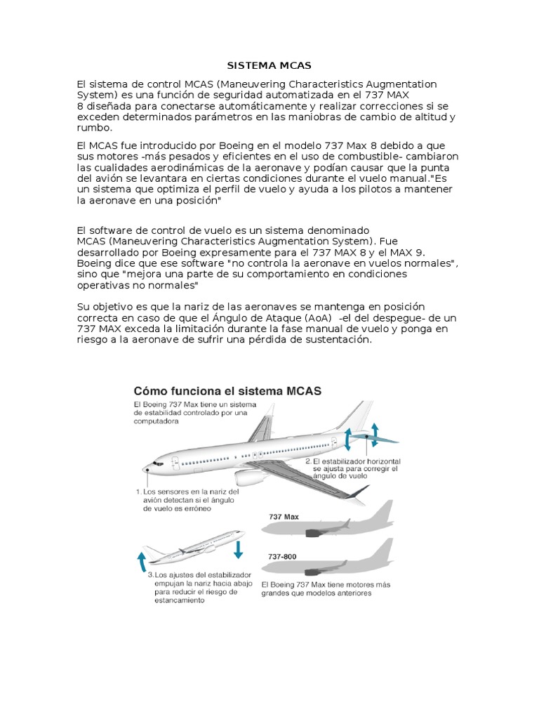 Sistemas Mcas | PDF | Avión | Tecnologías de vuelos espaciales