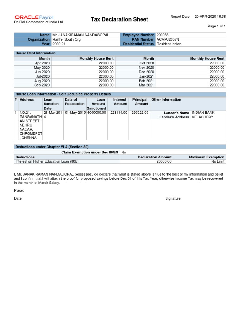 Tax Declaration Sheet: Payroll | PDF | Payroll Tax | Loans