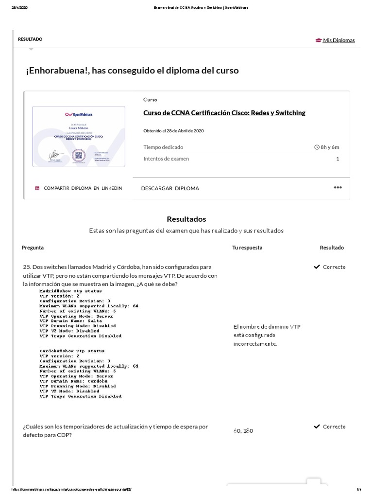 Examen Final de CCNA Routing y Switching - OpenWebinars | PDF ...