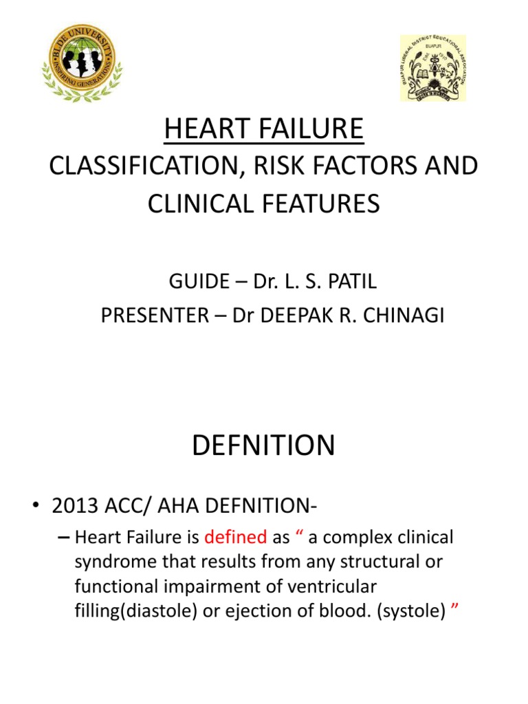 Heart Failure: Classification, Risk Factors and Clinical Features | PDF ...