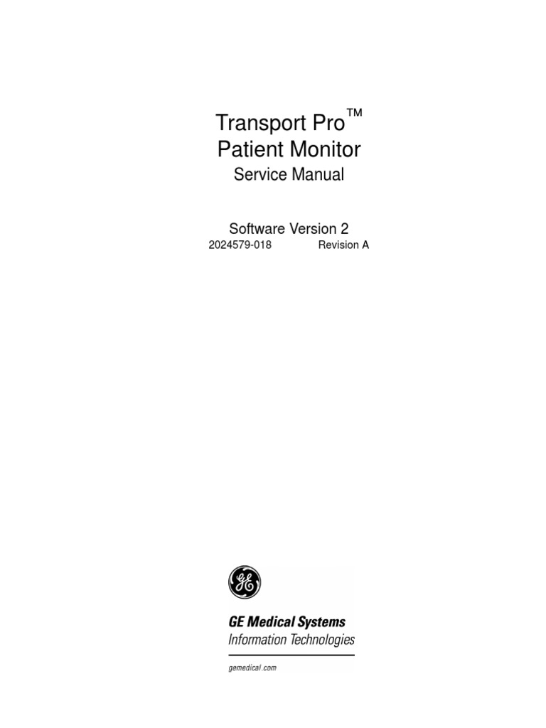 Transport Pro Patient Monitor: Service Manual | PDF | Power Supply ...
