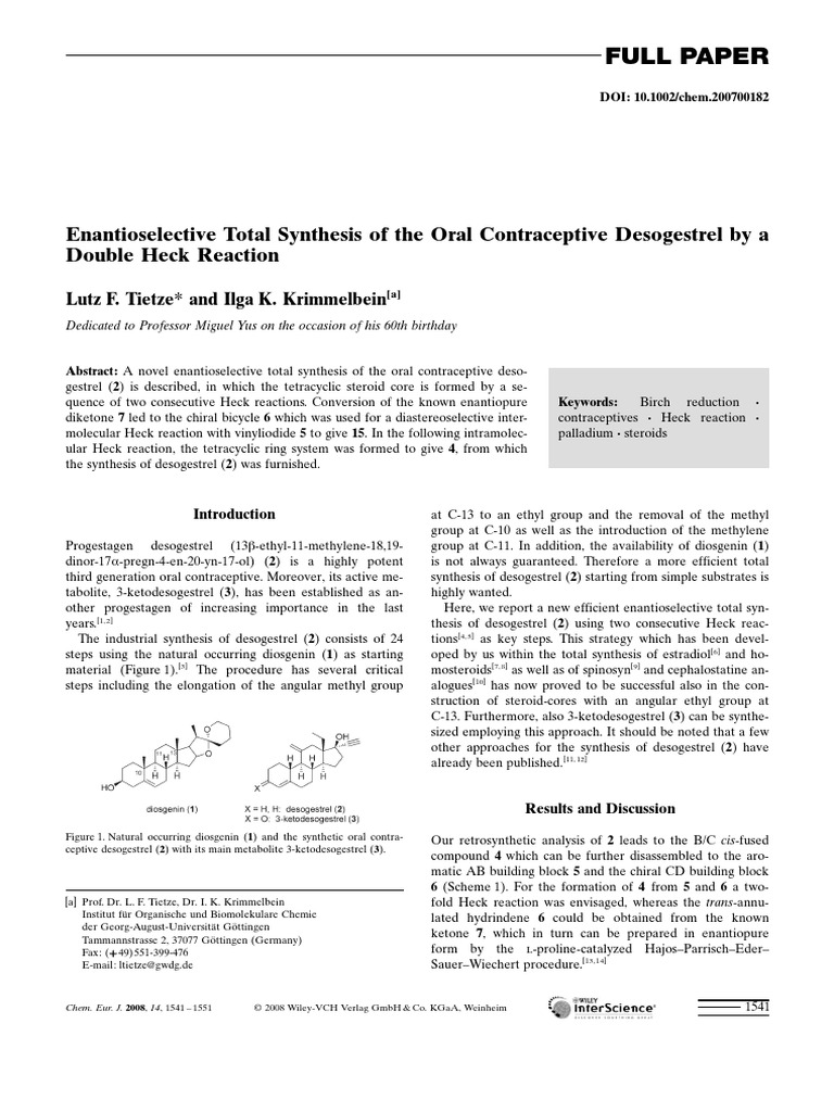 Síntesis Completa de Desogestrel | PDF | Alkene | Thin Layer Chromatography