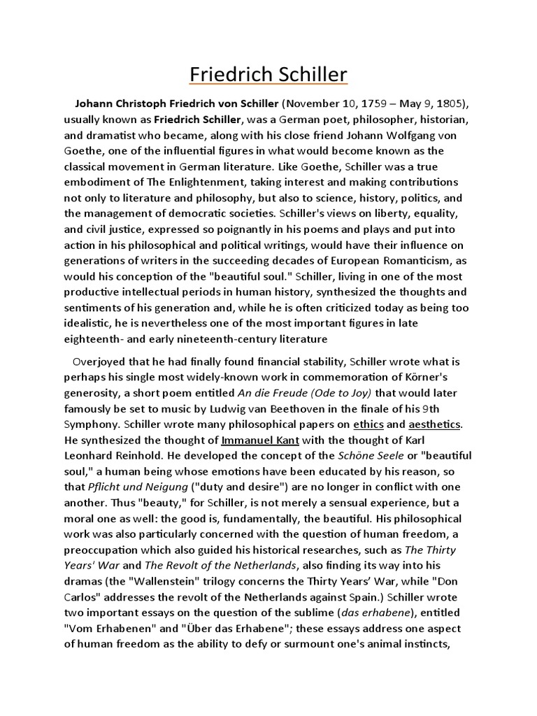 Friedrich Schiller | PDF | Friedrich Schiller | Poetry