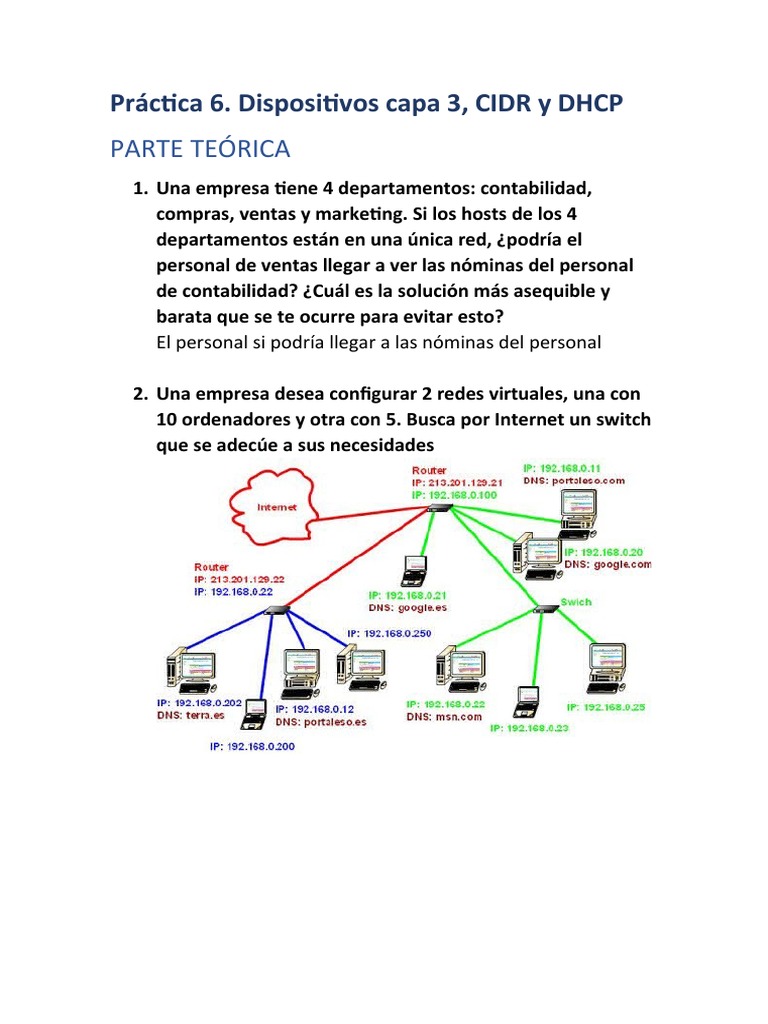 Practica 6 Redes Locales | PDF | Dirección IP | Enrutador (Computación)