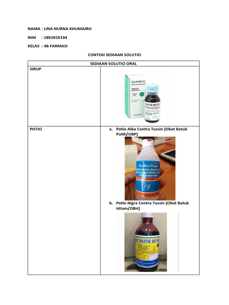Contoh Sediaan Potio dan Solutio | PDF