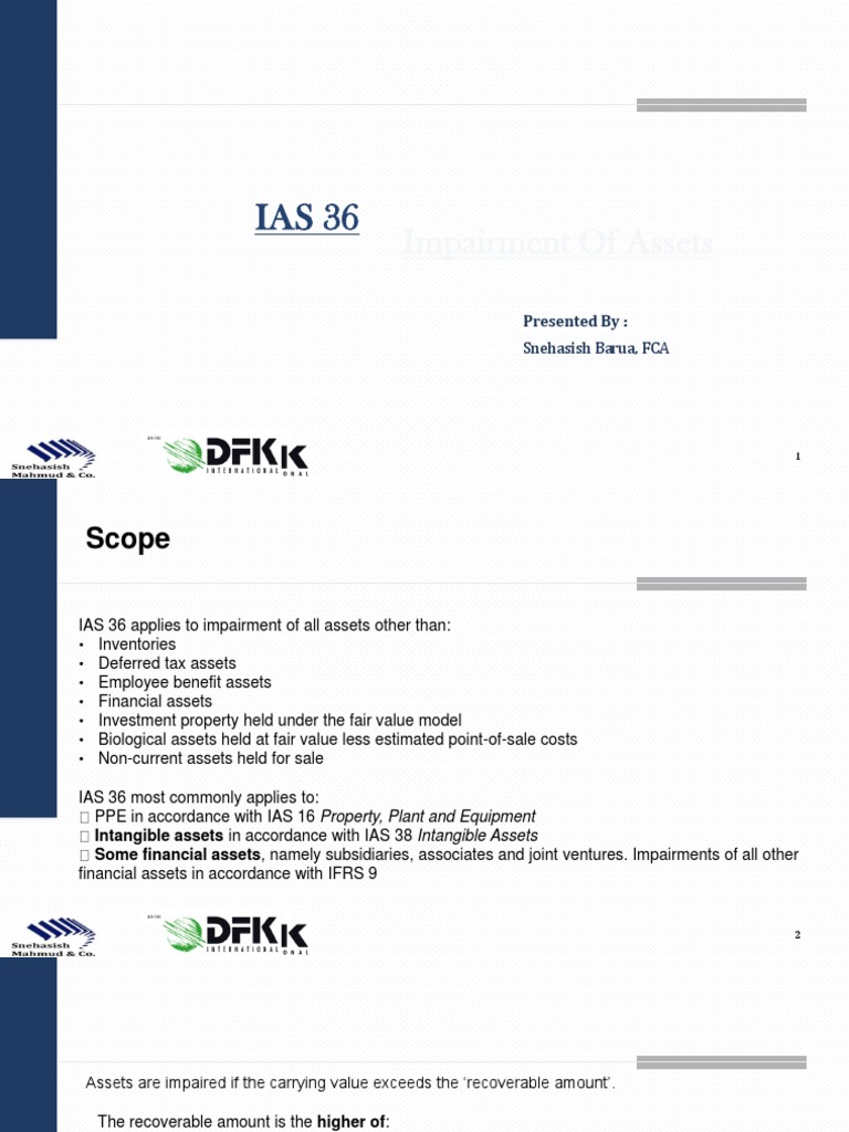 IAS 36 - Presentation PDF | PDF | Discounting | Discounted Cash Flow