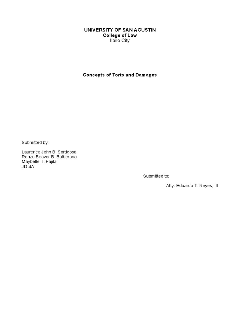 Civil Law Term Paper-1 | PDF | Vicarious Liability | Damages