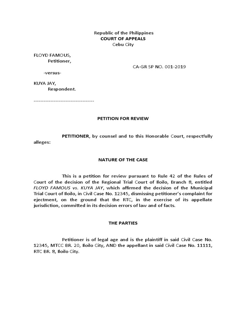 Petition For Review | PDF | Lawsuit | Appeal