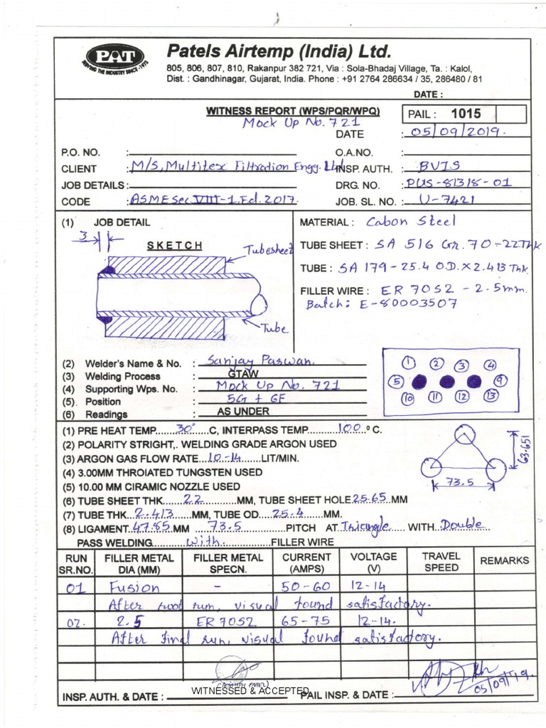 Mock Up Weld Report | PDF