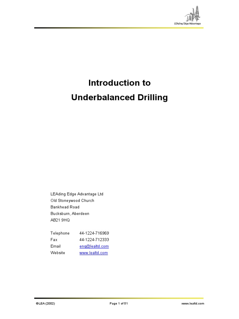Introduction To Underbalanced Drilling | PDF | Oil Well | Foam