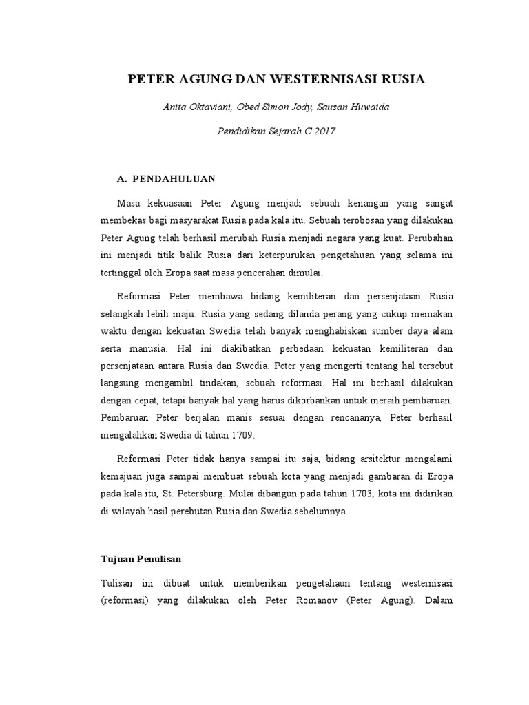 Peter Agung dan Reformasi Rusia | PDF